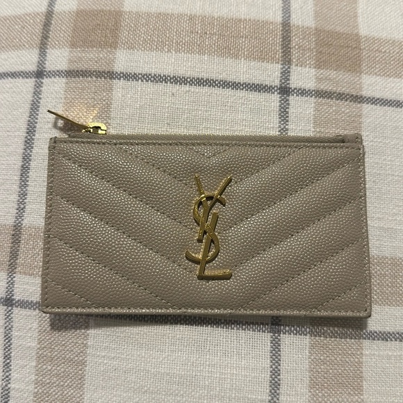 Yves Saint Laurent | Bags | Ysl Monogram Quilted Texturedleather Wallet ...